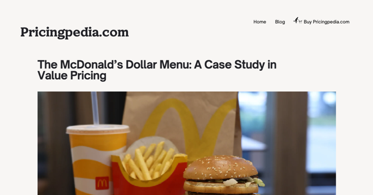 The McDonald's dollar menu: A case study in value pricing